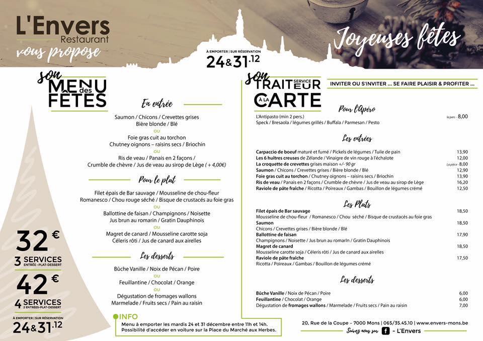 Menu au L'Envers, Mons