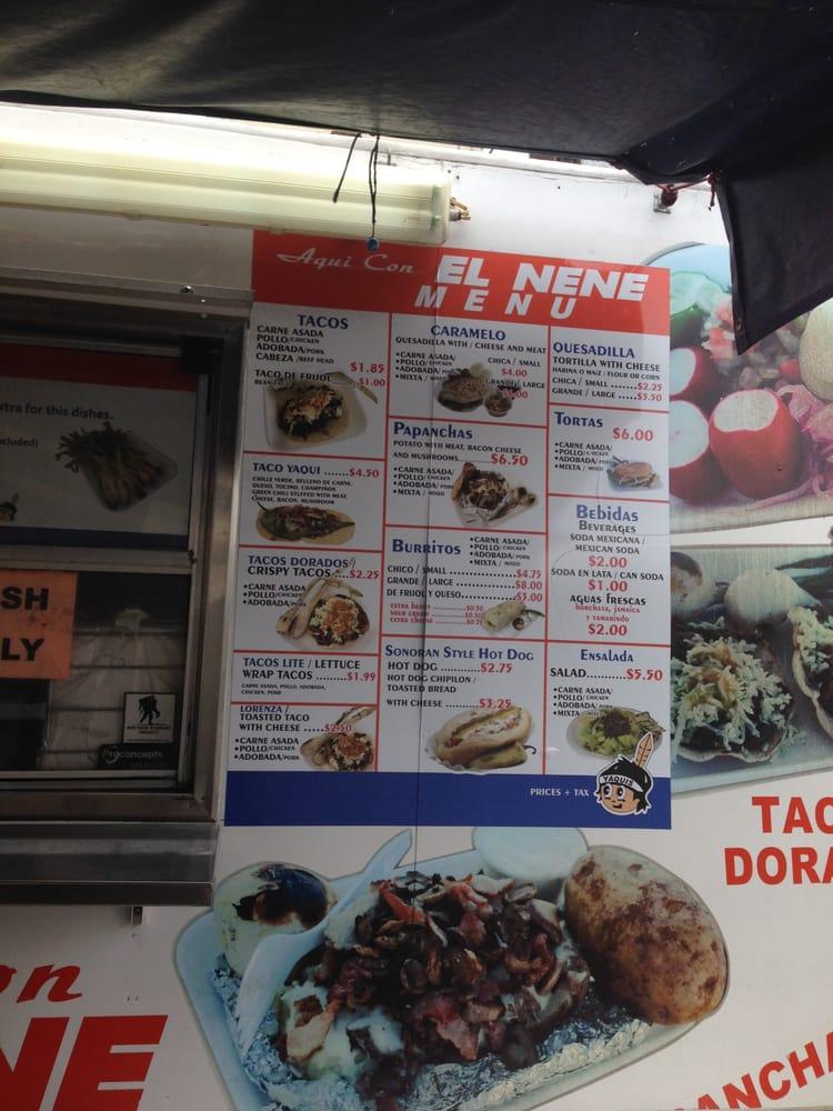 Menu at Taqueria Aqui Con El Nene restaurant, Tucson, N Flowing Wells Rd