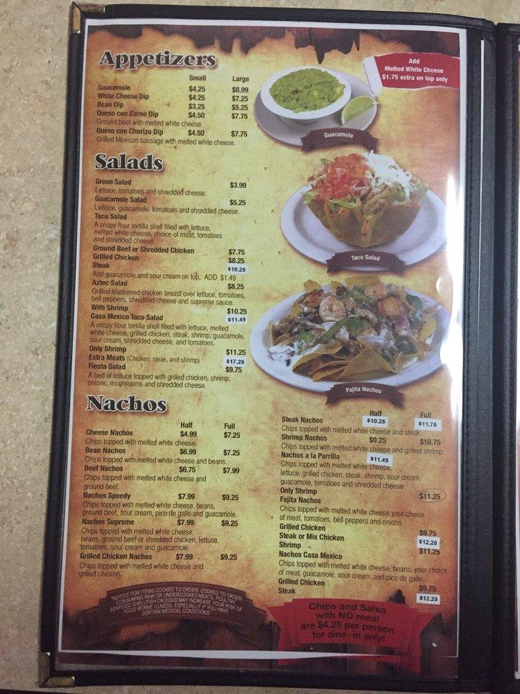 Menu at Casa Mexico Restaurant LLC, Byron