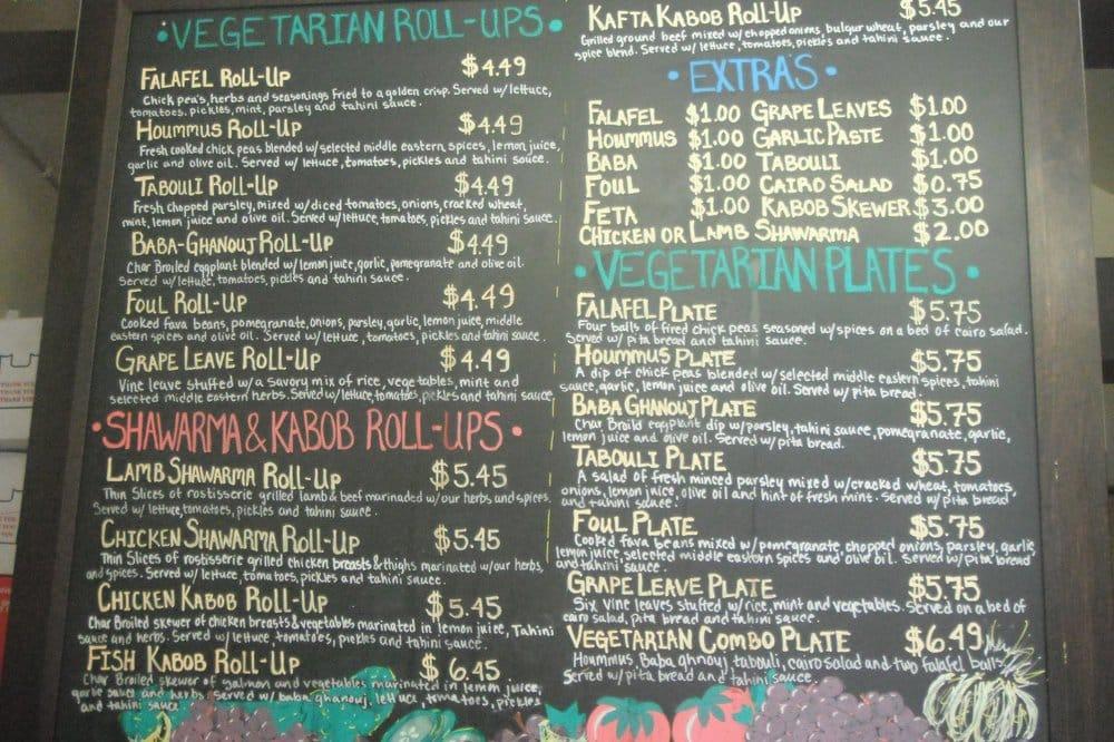 Menu at Falafel Corner restaurant, Cambridge, 8 Eliot St