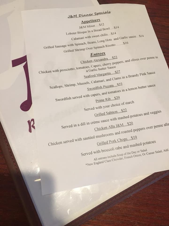 Menu at J&M Restaurant and Bar, Wolcott