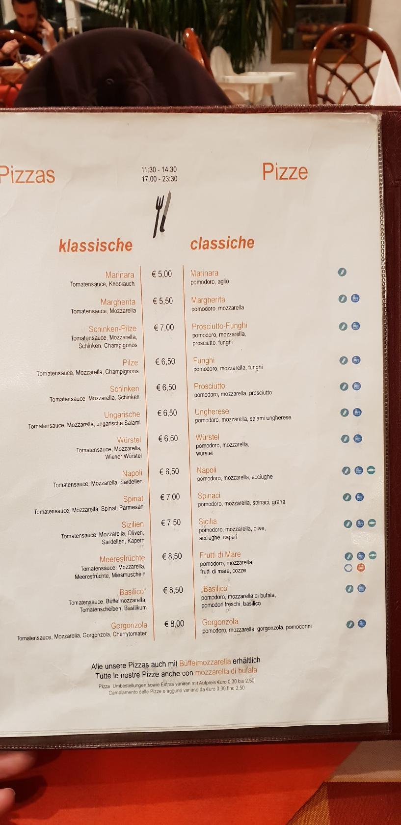 Speisekarte von Ristorante Pizzeria Tie Break, Sterzing