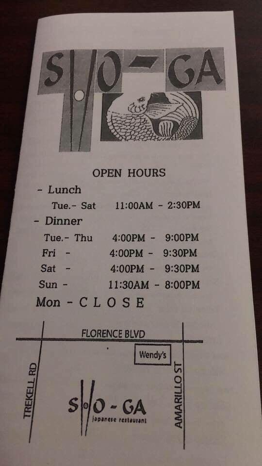 Menu at Sho-Ga Japanese Restaurant, Casa Grande, E Florence Blvd