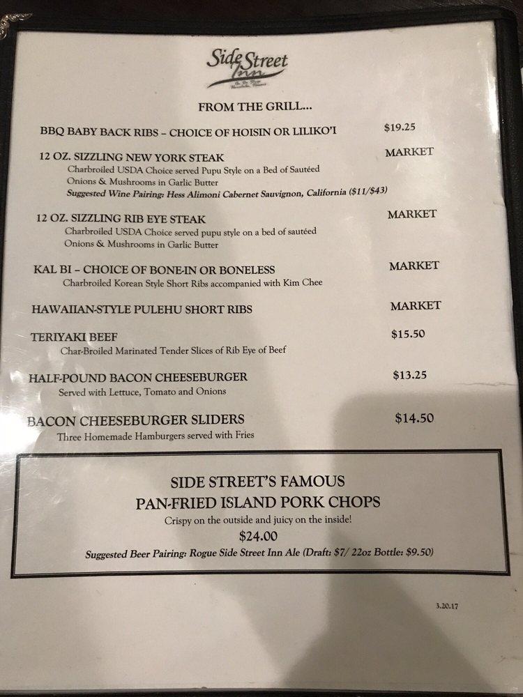 Menu at Side Street Inn On Da Strip pub & bar, Honolulu