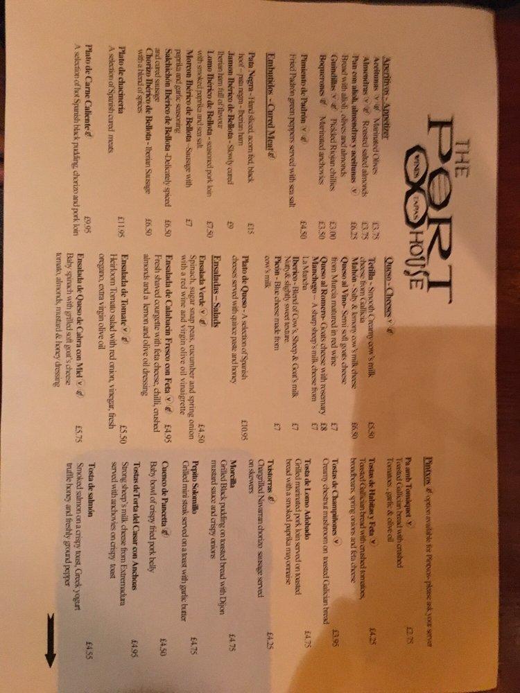 Menu at The Port House pub & bar, London