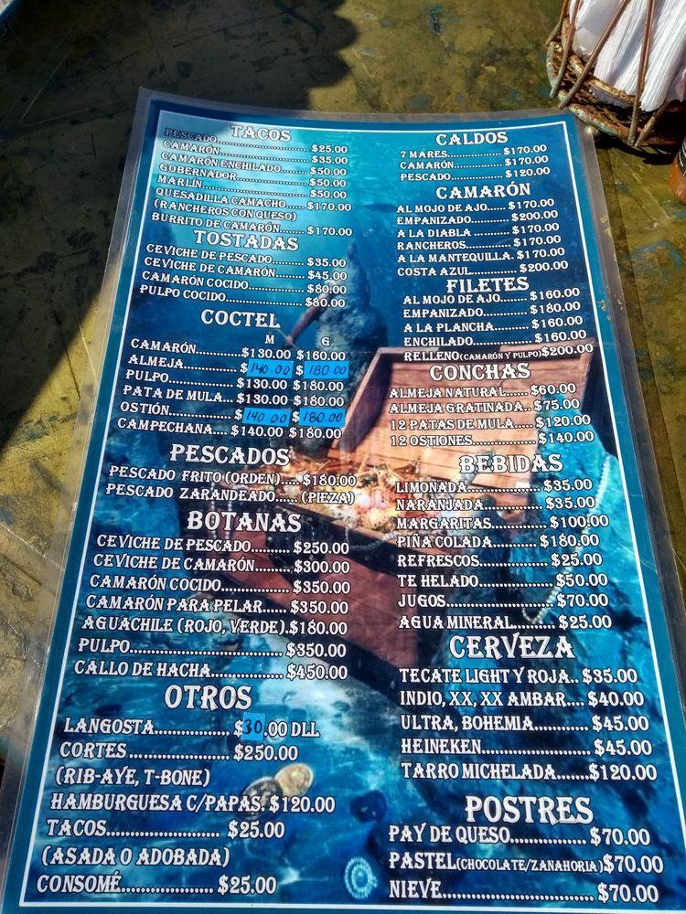 Menu at El Barco, Tijuana, P.º Costero 425
