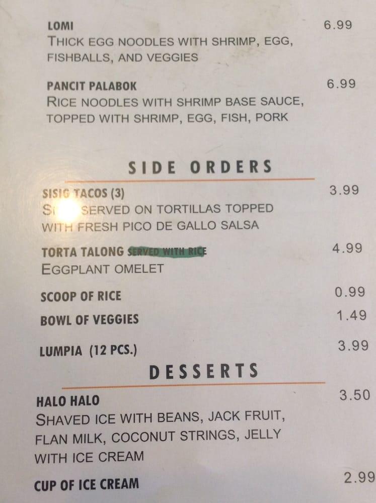 Menu at Nova's Grill Filipino Fast Food, Covina