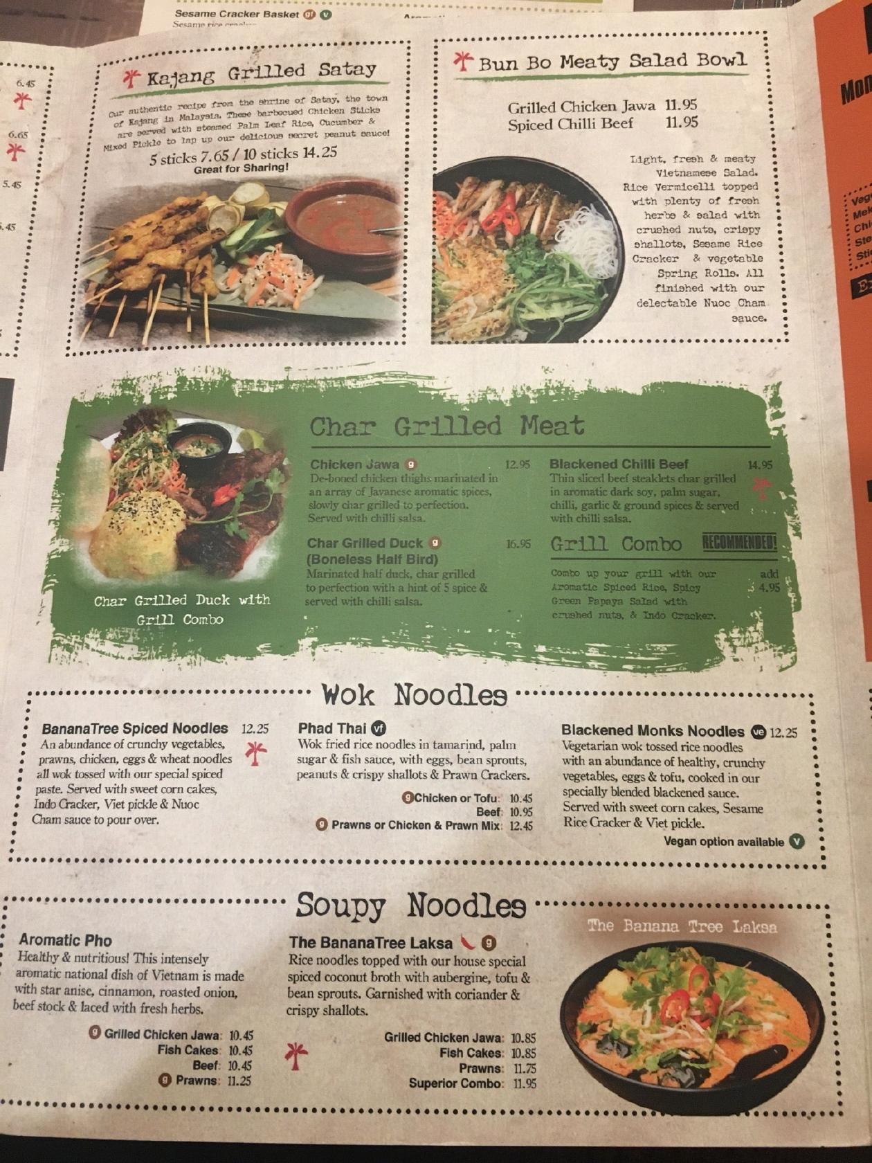 Carta del restaurante Banana Tree Westbourne Grove, Londres, 21-23 ...