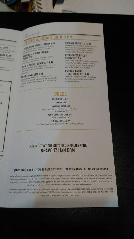 Menu at Bravo! Italian Kitchen pub & bar, Robinson Township