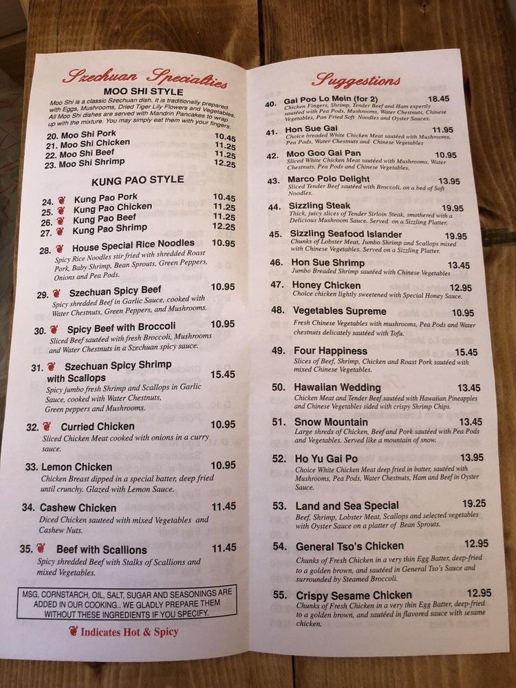 Menu at Chinaway restaurant, Newport, 42 N Main St