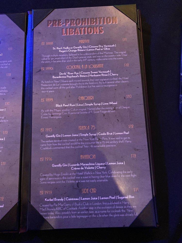 Menu at Hideout Bar, New Orleans
