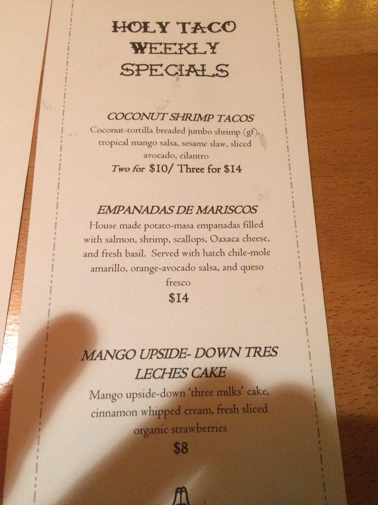 Menu at Holy Taco pub & bar, Lake Oswego