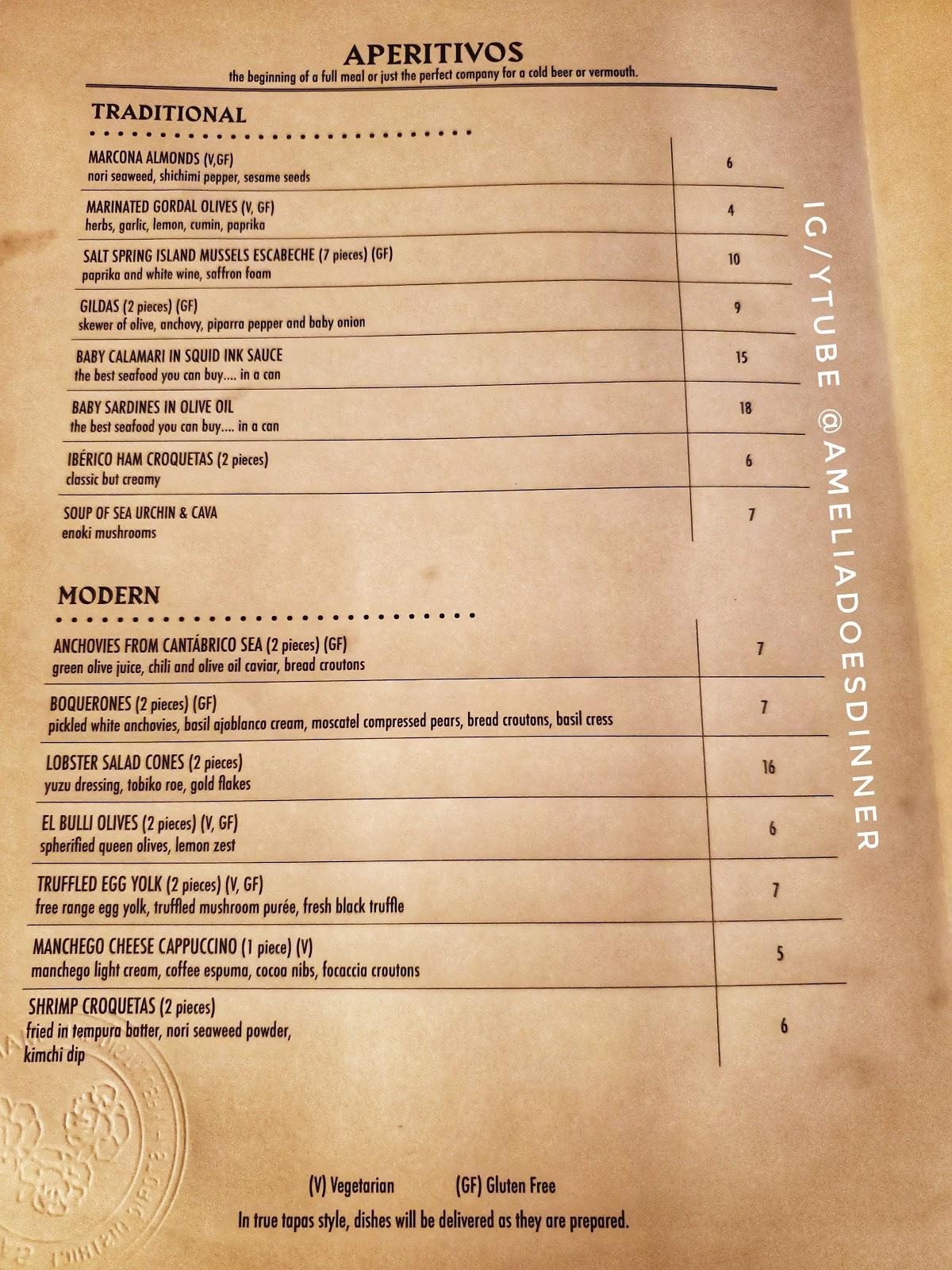 Menu at Madrina Bar y Tapas, Toronto
