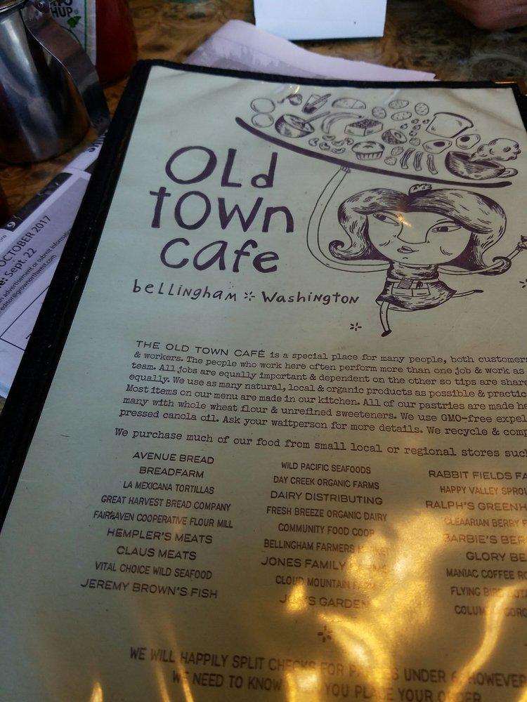 Menu at Old Town Cafe, Bellingham