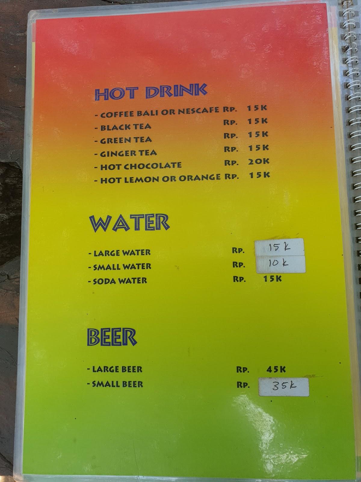 Carta de Pohoda Reggae Bar, Purwakerti