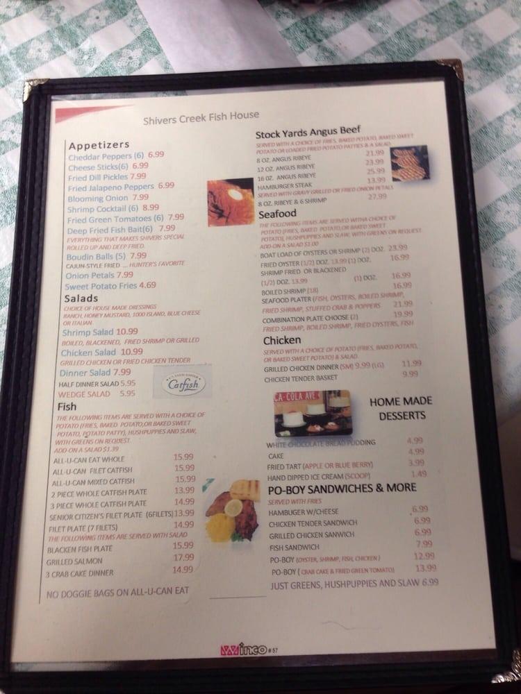 Menu at Shivers Creek Fish House Catering Services restaurant, Braxton