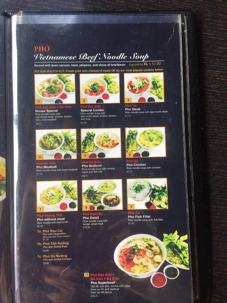 Menu at Simply Pho restaurant, Lake Forest