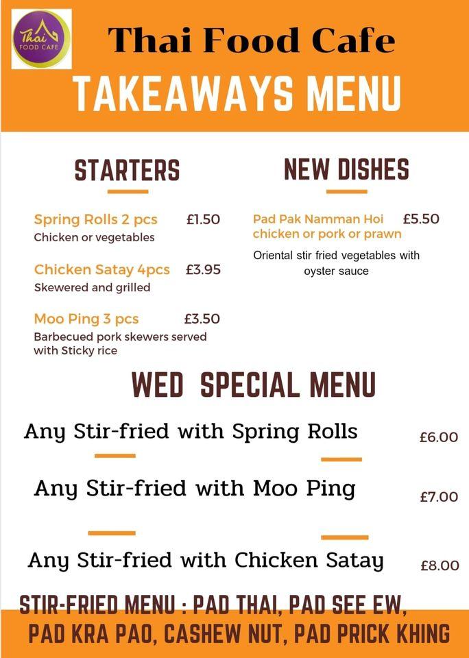 Menu at Thai food cafe, Neath, General Market