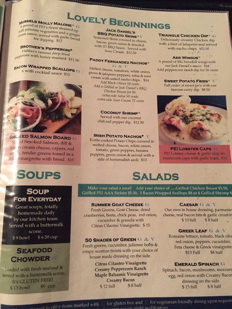 Menu at The Old Triangle pub & bar, Charlottetown