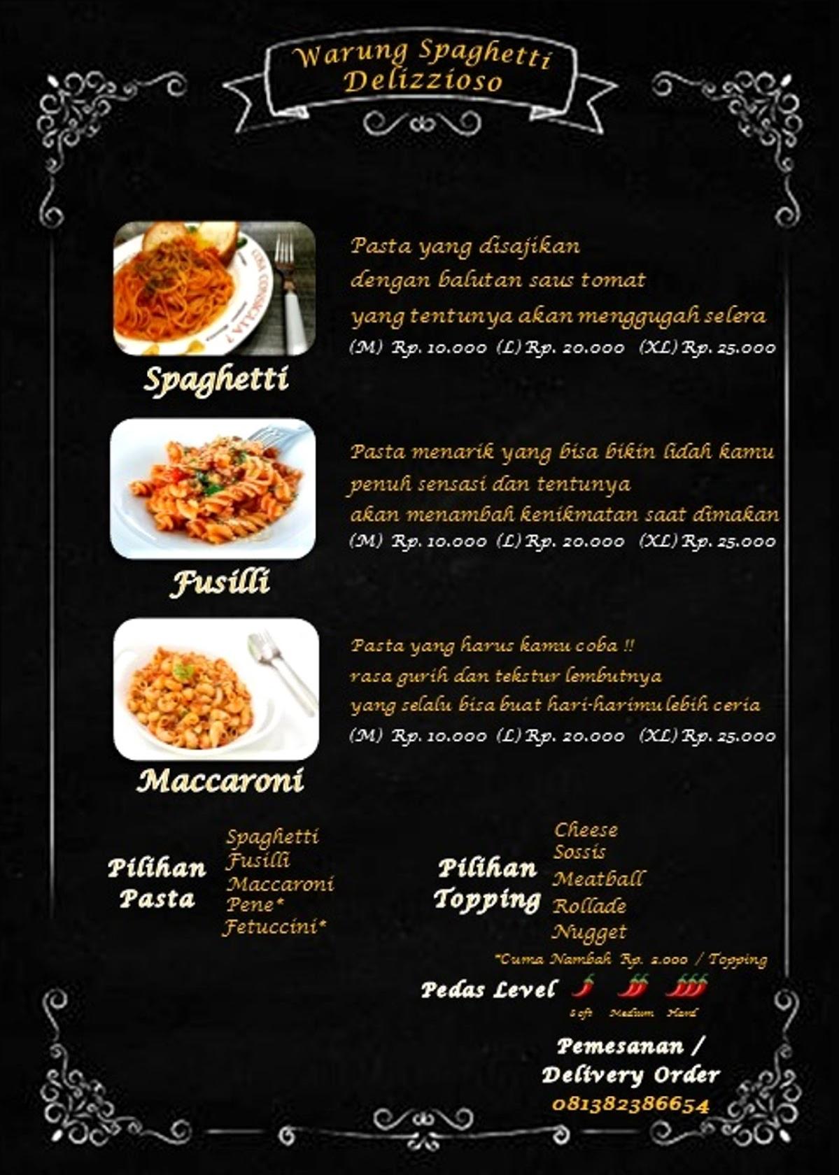Carta de Warung Pasta Delizzioso, Tegalwaru