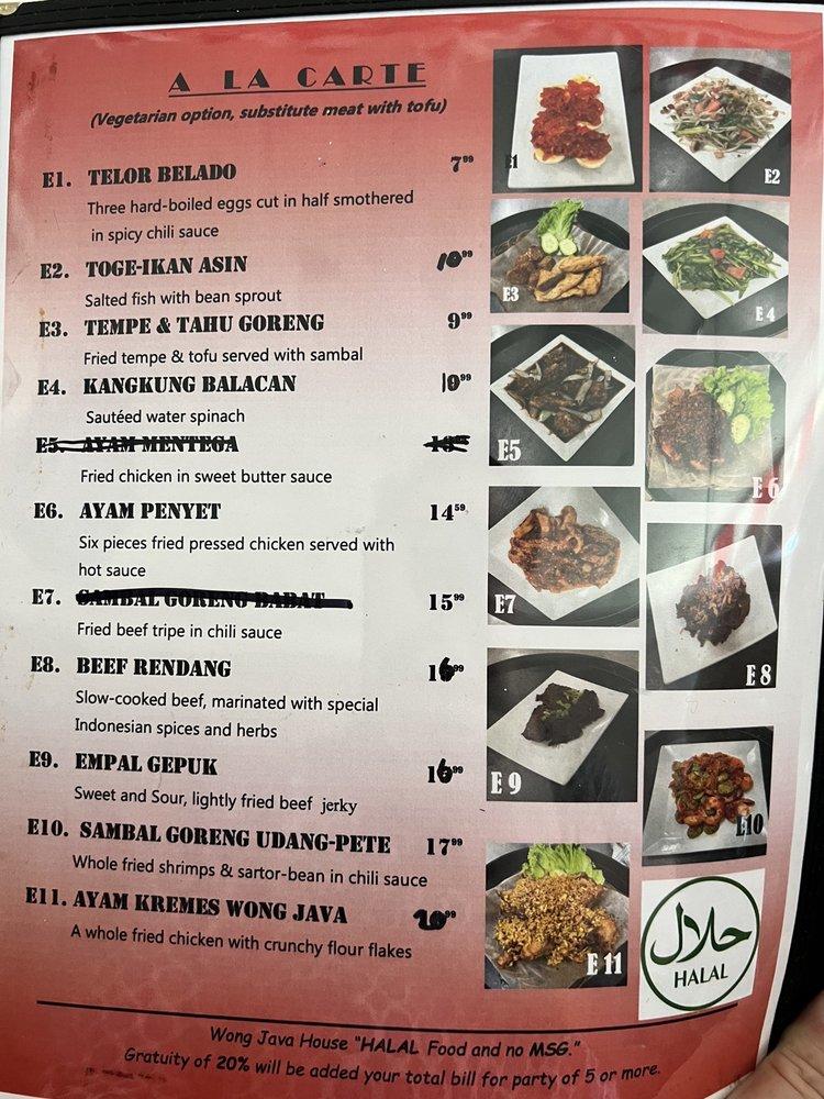 Menu at Wayang Restaurant Halal, Alhambra