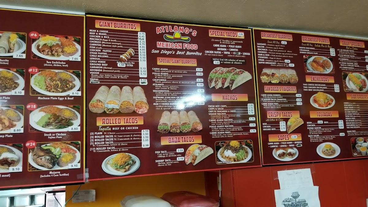 Menu at Atilano's Mexican Food - Airway Heights restaurant, Airway Heights