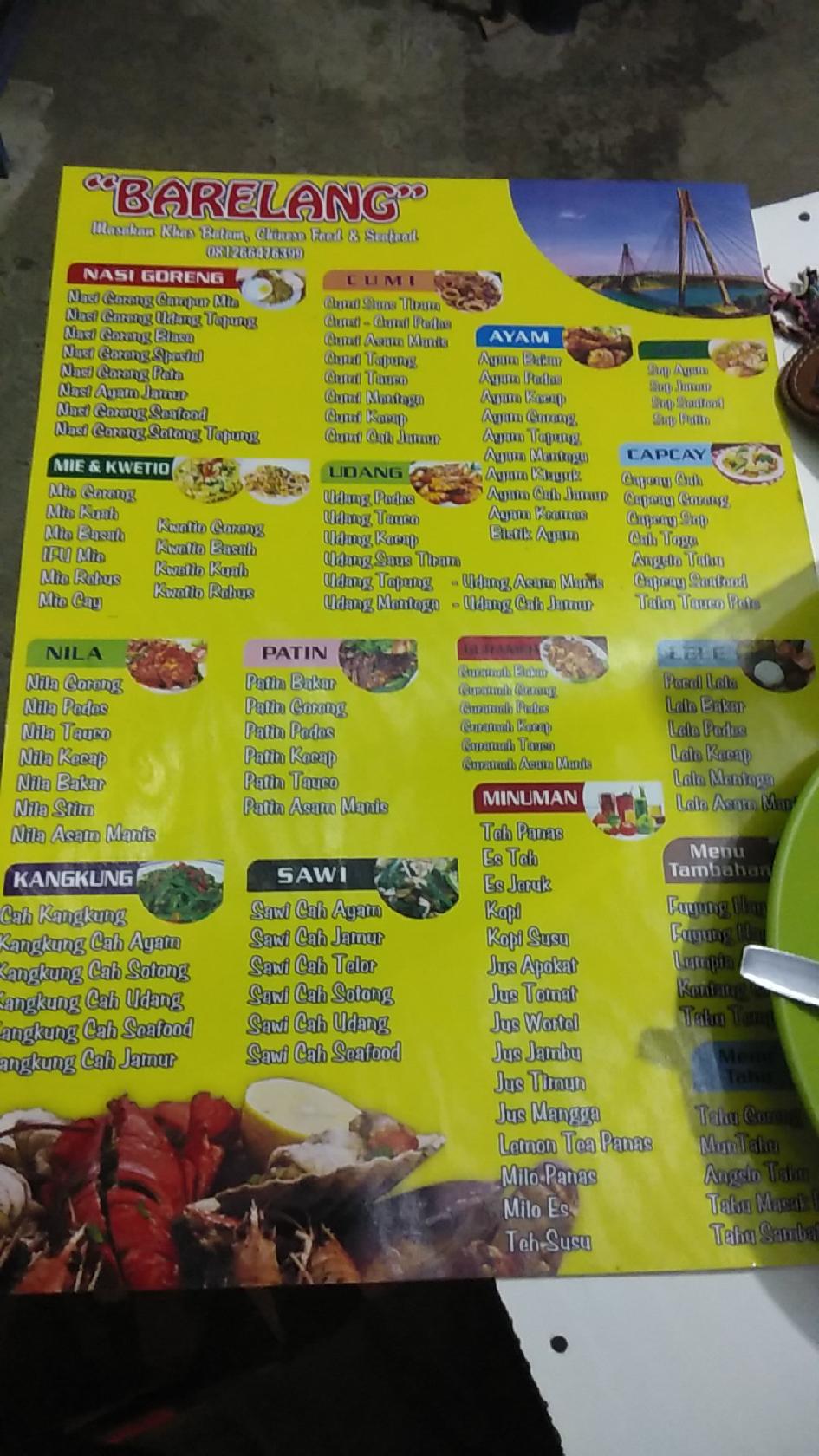 Menu at Barelang SEAFOOD & Chinese Food, Banjarnegara
