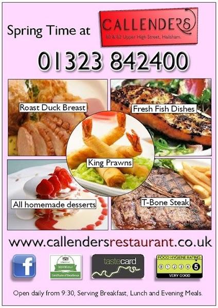 Menu at Callenders Restaurant, Hailsham
