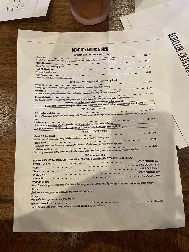 Menu at Founding Fathers Kitchen pub & bar, Chandler