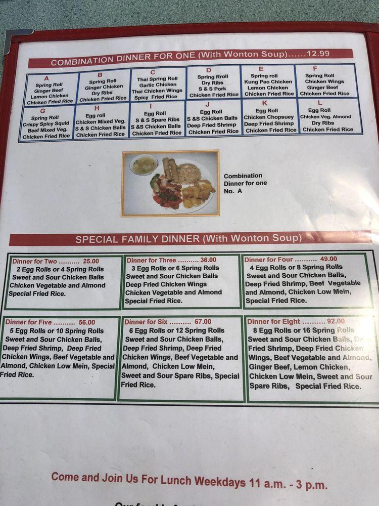 Menu at Vietnamese Garden restaurant, Regina