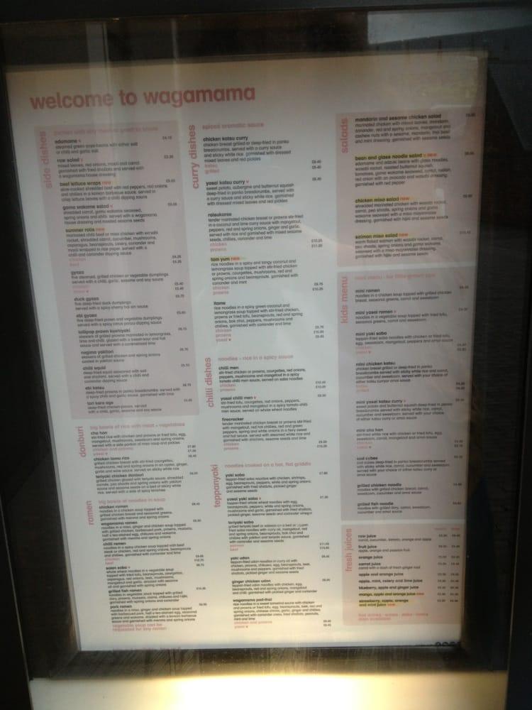 Menu at wagamama exeter restaurant, Exeter