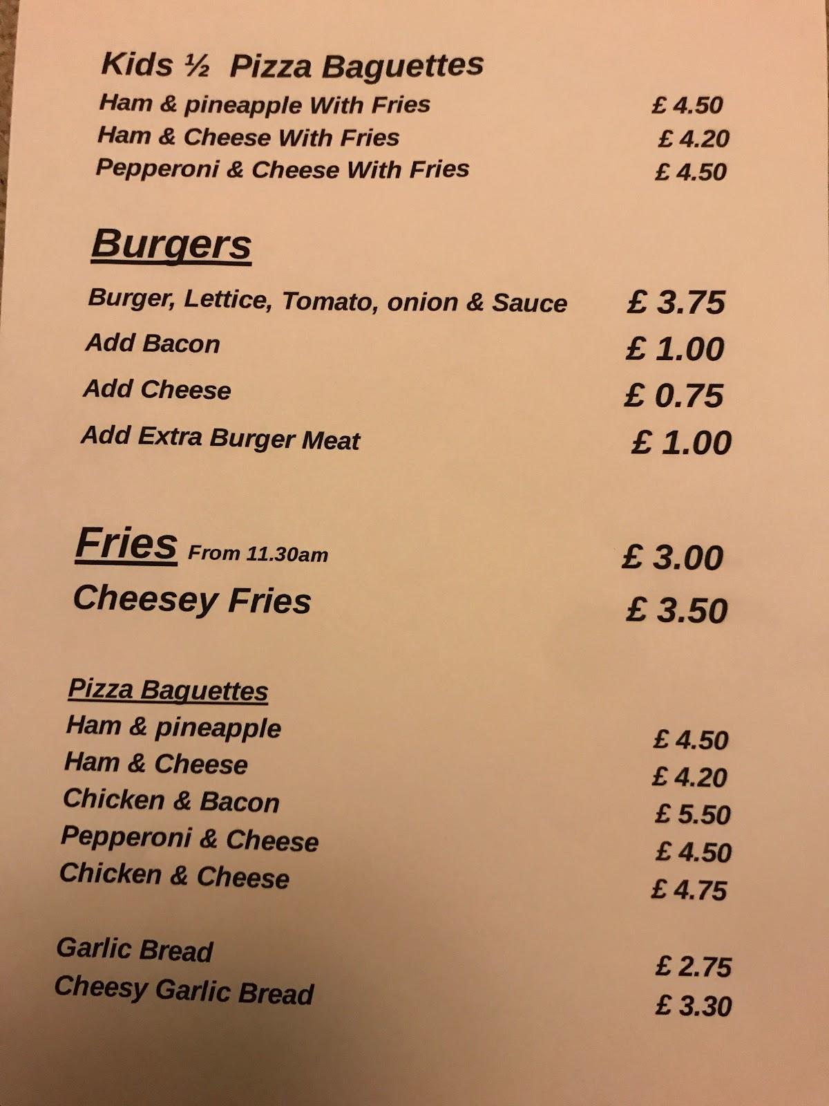 Menu at Atlantic View Cafe, Newquay