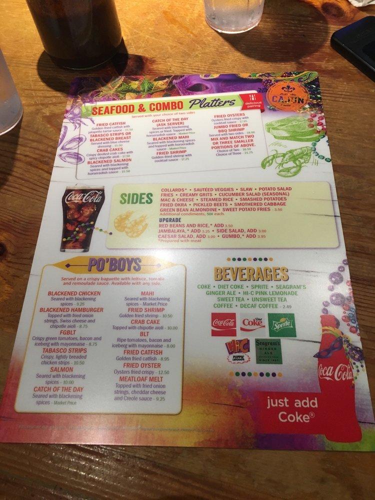 Menu at Cajun Yard Dog, Arboretum restaurant, Charlotte