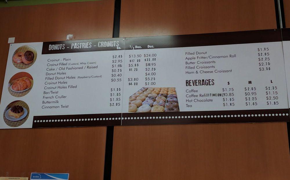 Menu at Happy Donuts restaurant, Burlingame, El Camino Real