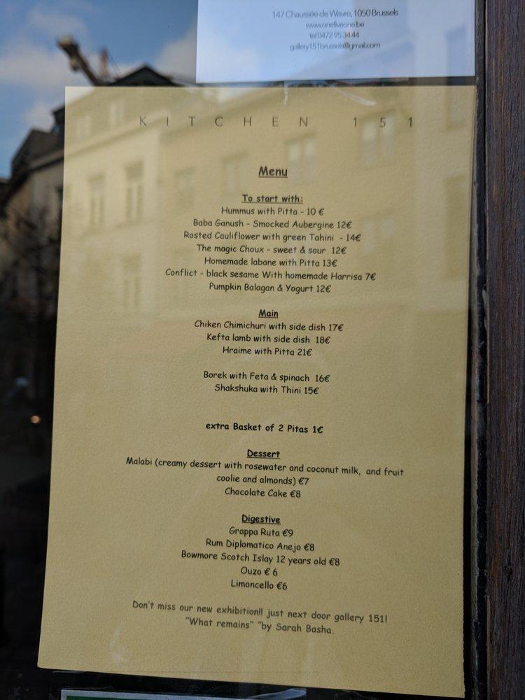 Menu at Kitchen 151, Brussels