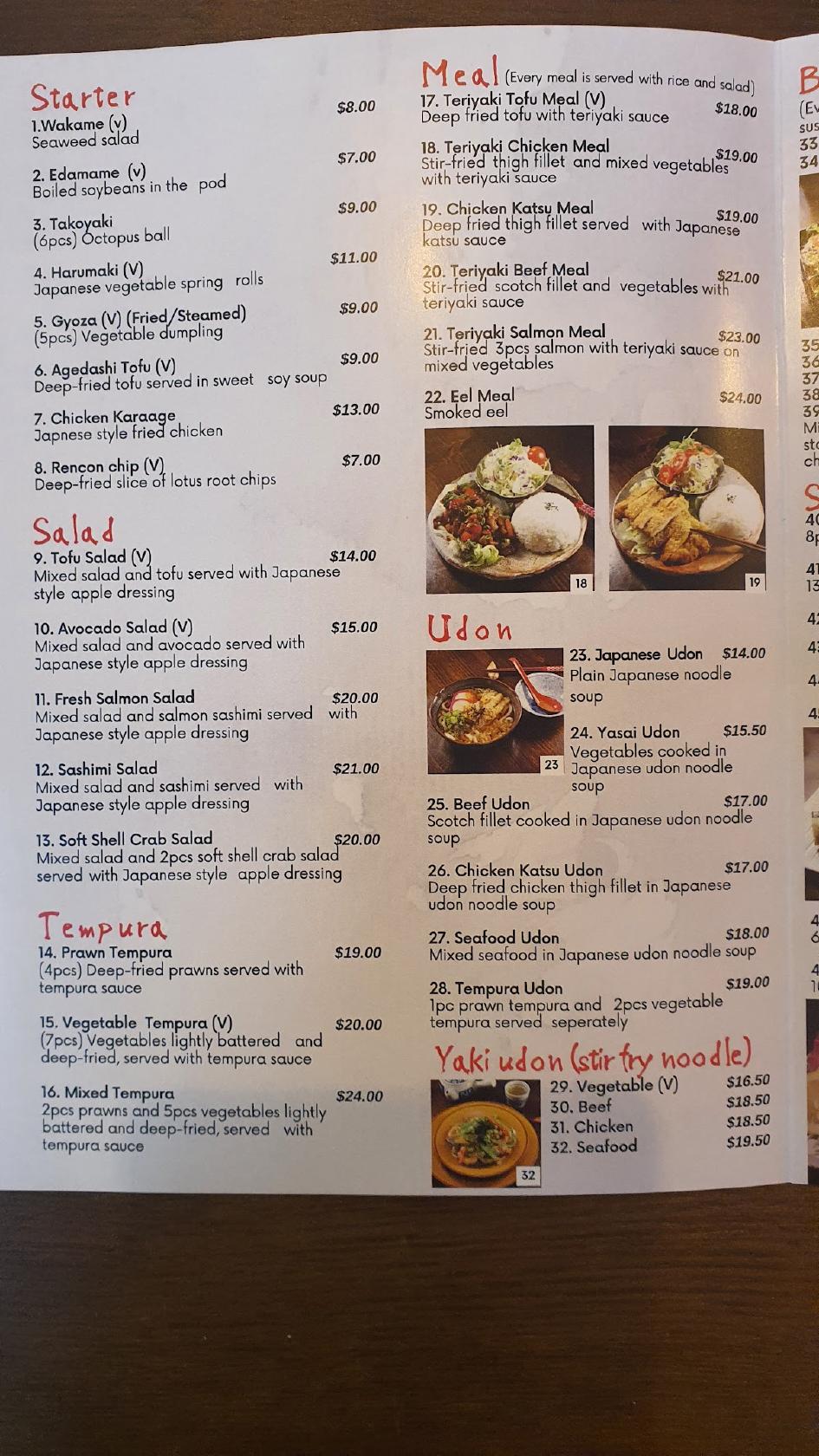 Menu at Sushi Gen restaurant, Glebe