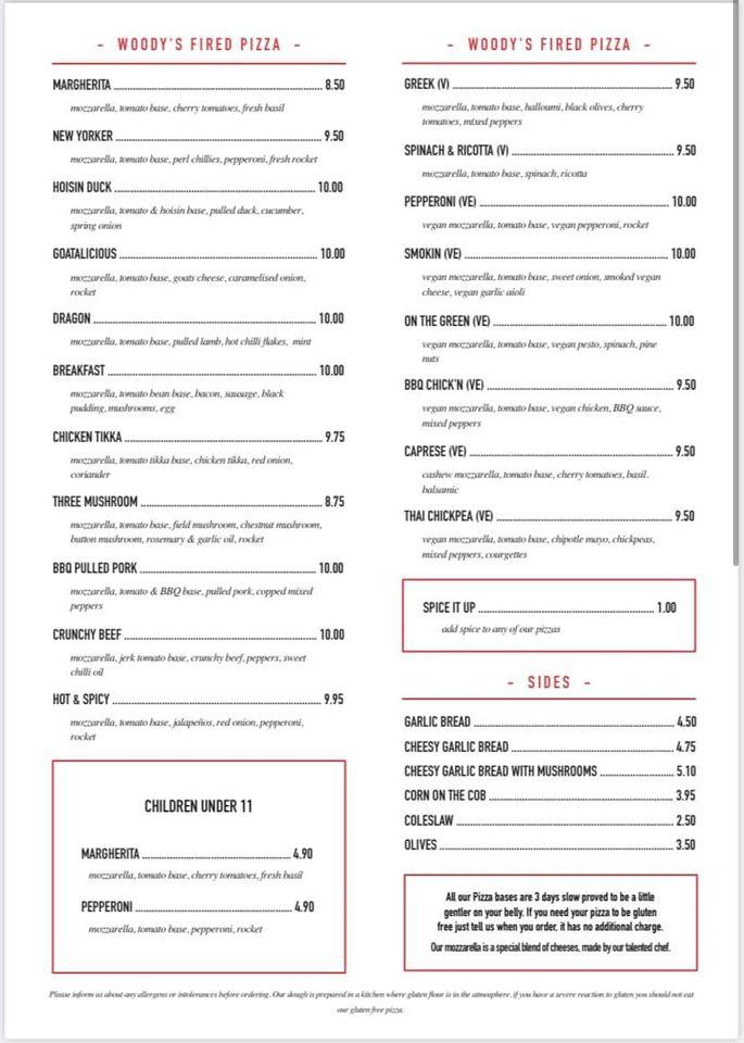 Menu at The Victoria Lounge pub & bar, Glossop