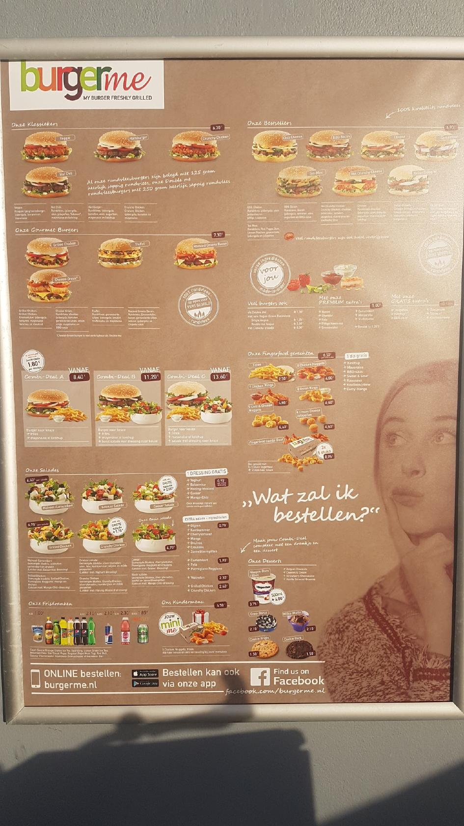Menu at burgerme Rotterdam-zuid, Rotterdam