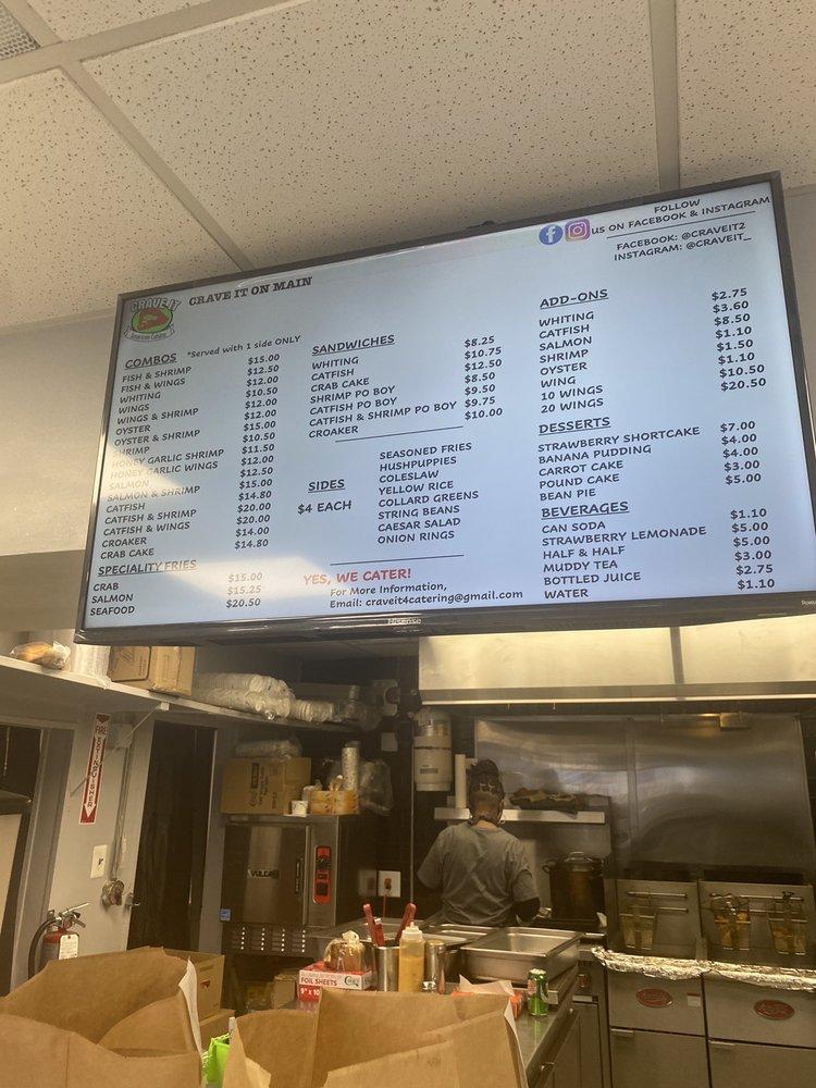 Menu at Crave It On Main restaurant, Upper Marlboro