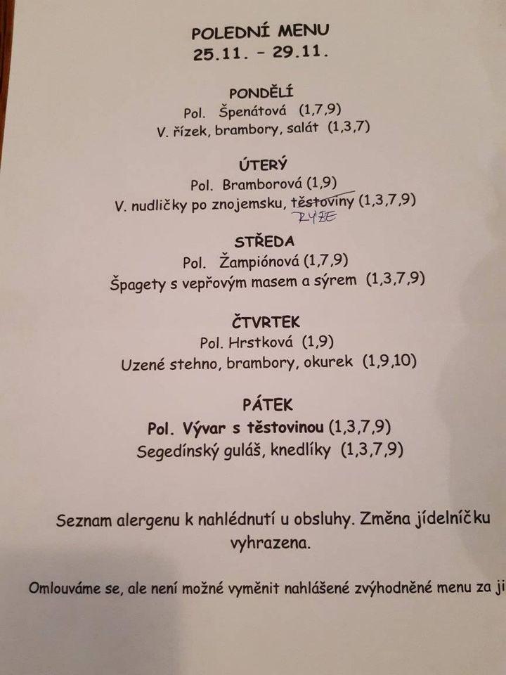 Menu at restaurant Nostalgia, Osoblaha