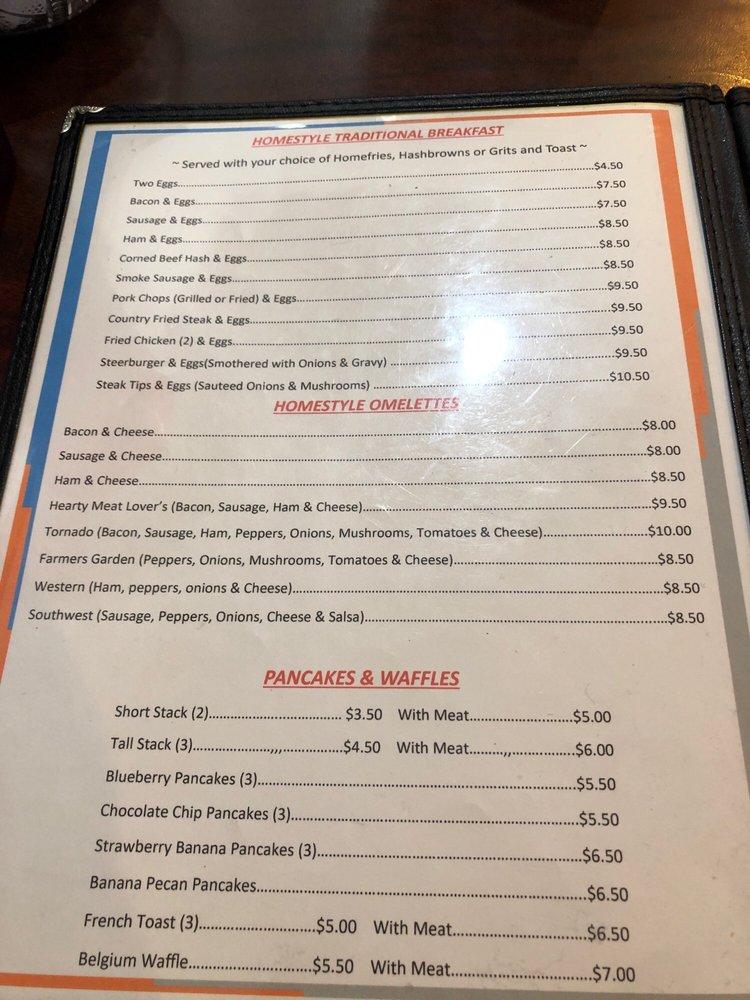 Menu at The Southern Table restaurant, Bunnell