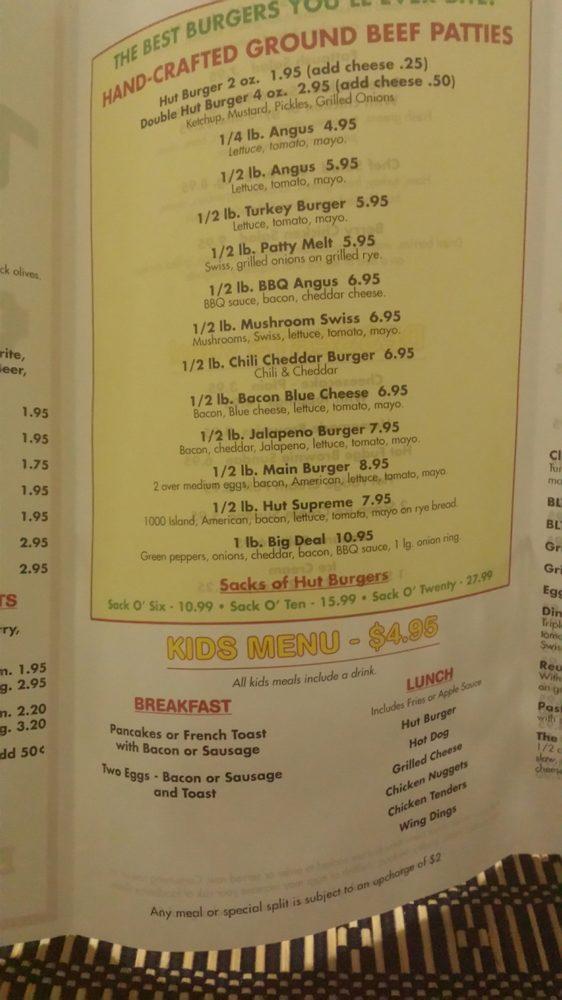Menu at The Hut Diner restaurant, Redford Charter Township