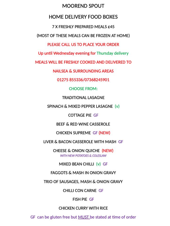 Menu at The Moorend Spout pub & bar, Bristol, 1 Union St