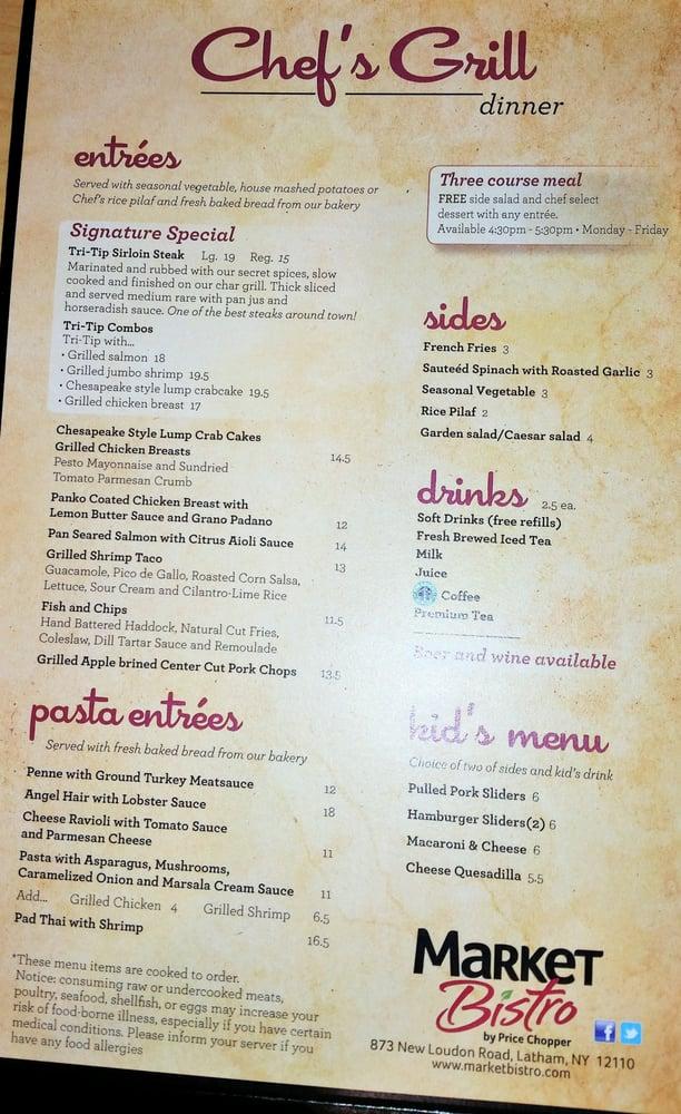 Menu at Chef's Grill restaurant, Latham
