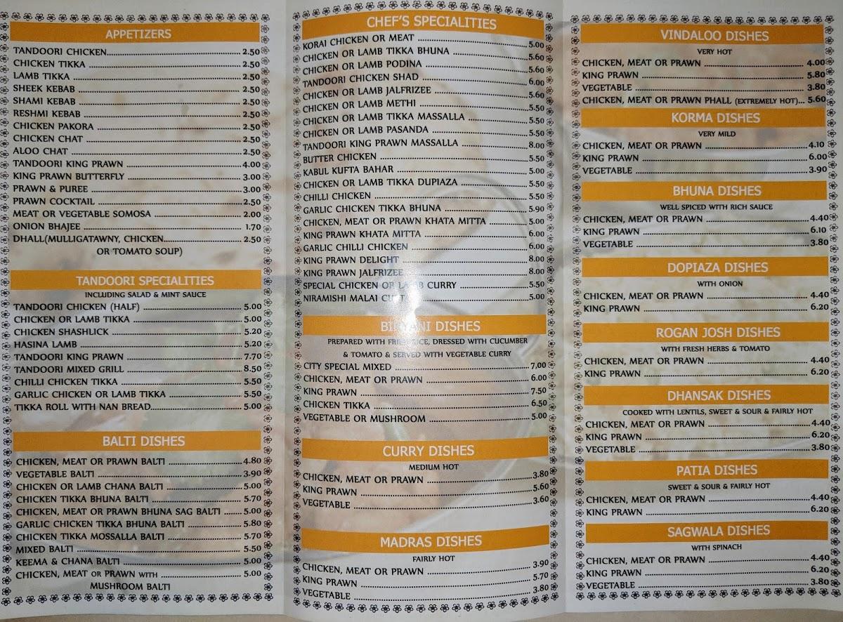 Menu at City Indian Takeaway fast food, Gloucester