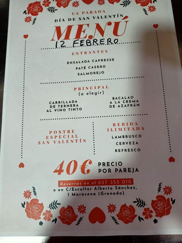 Menu at La parada pub & bar, Maracena, C. Escultor Alberto Sánchez