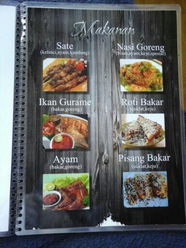 Menu at Lesehan Jayagiri restaurant, Lembang