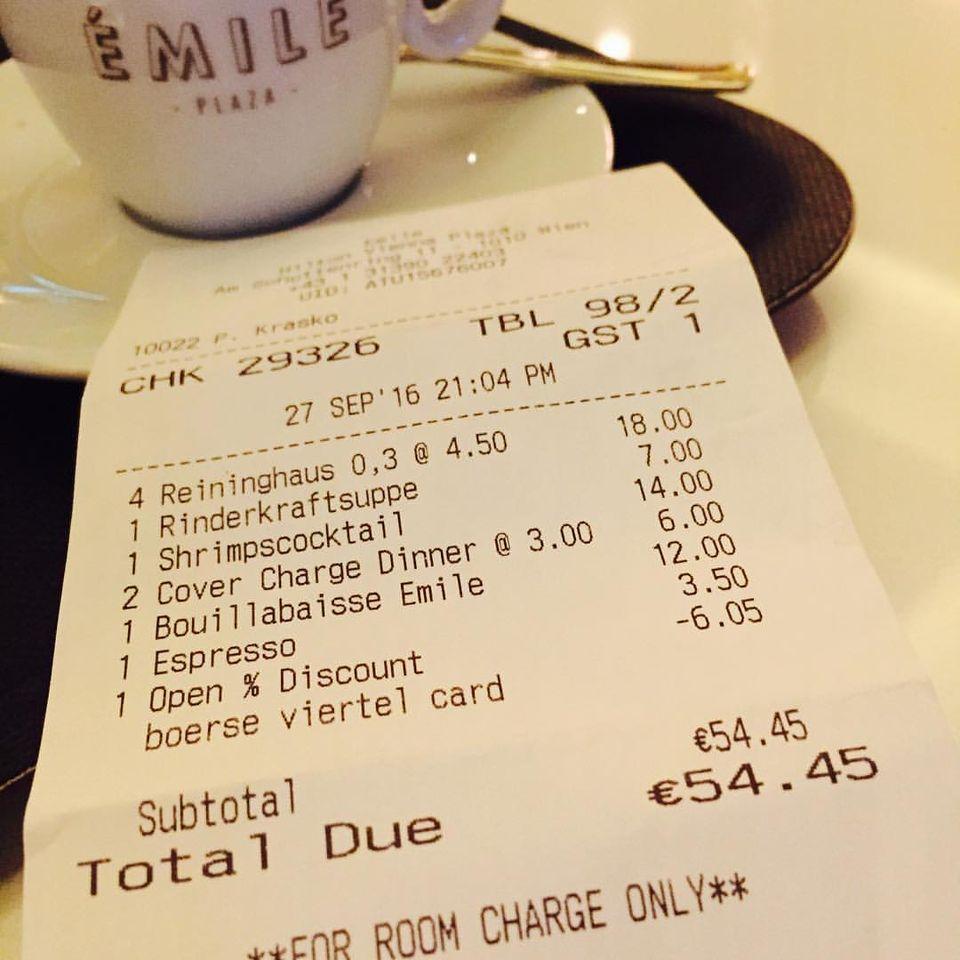 Menu at Restaurant Hansen, Vienna