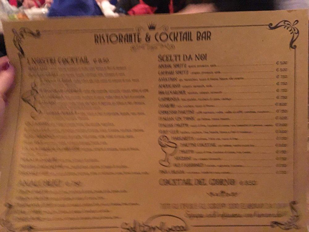 Menu at Saltimbocca ristorante, Rome