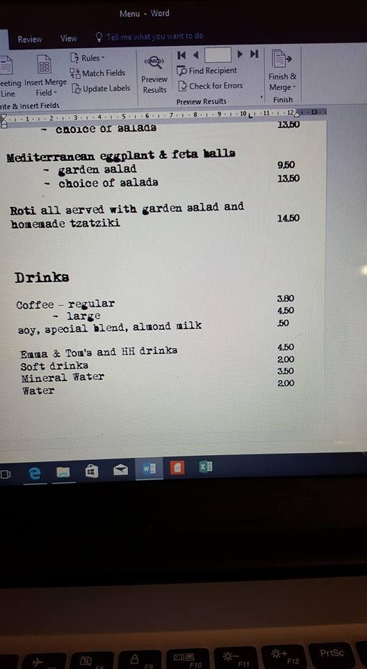 Menu at The Food Store Kew cafe, Kew